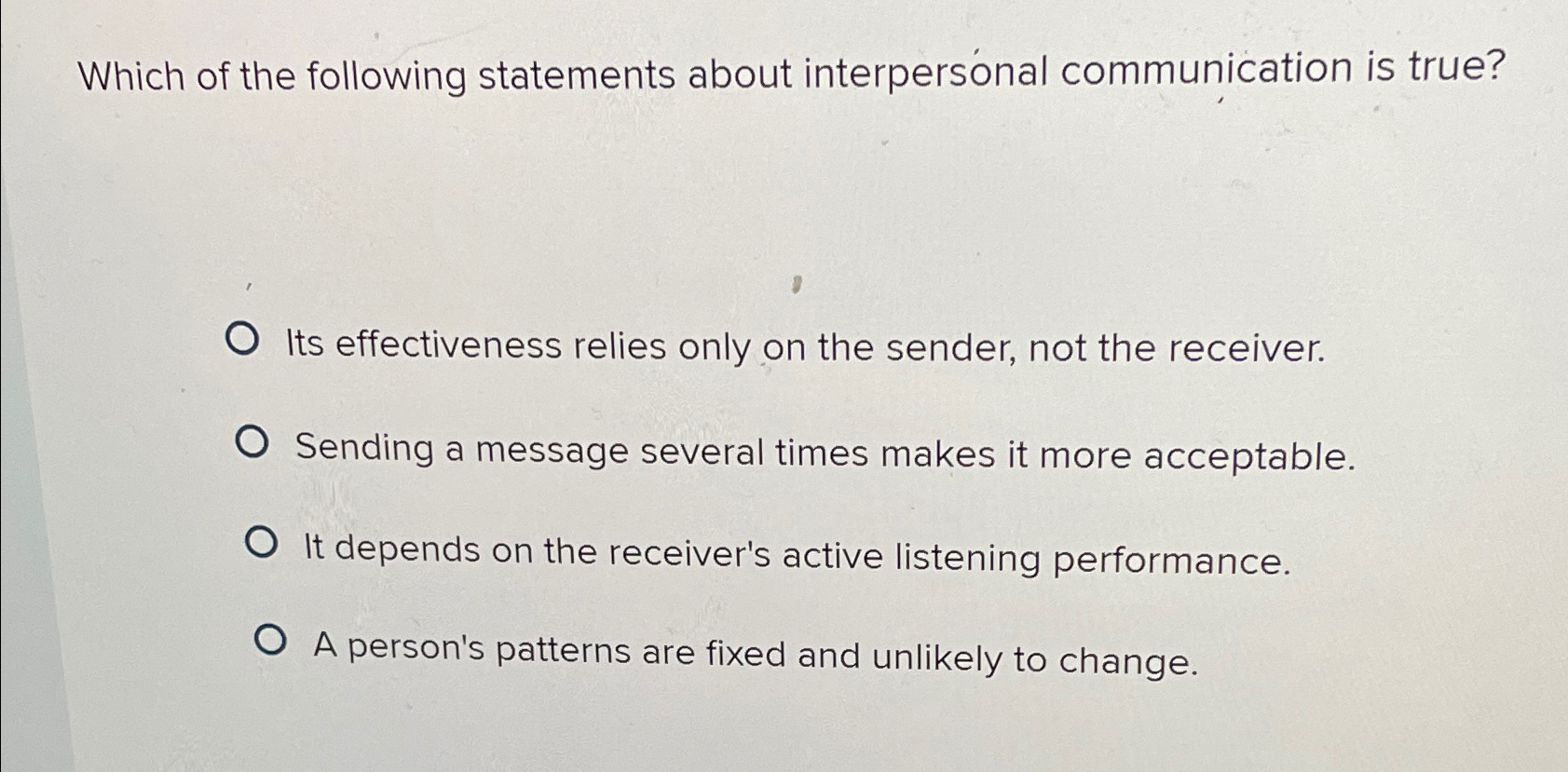 Solved Which of the following statements about interpersonal | Chegg.com