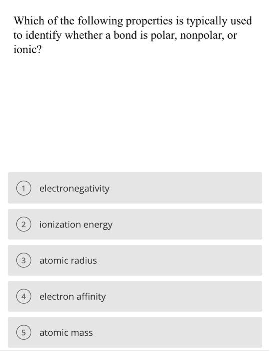Solved Which of the following properties is typically used | Chegg.com