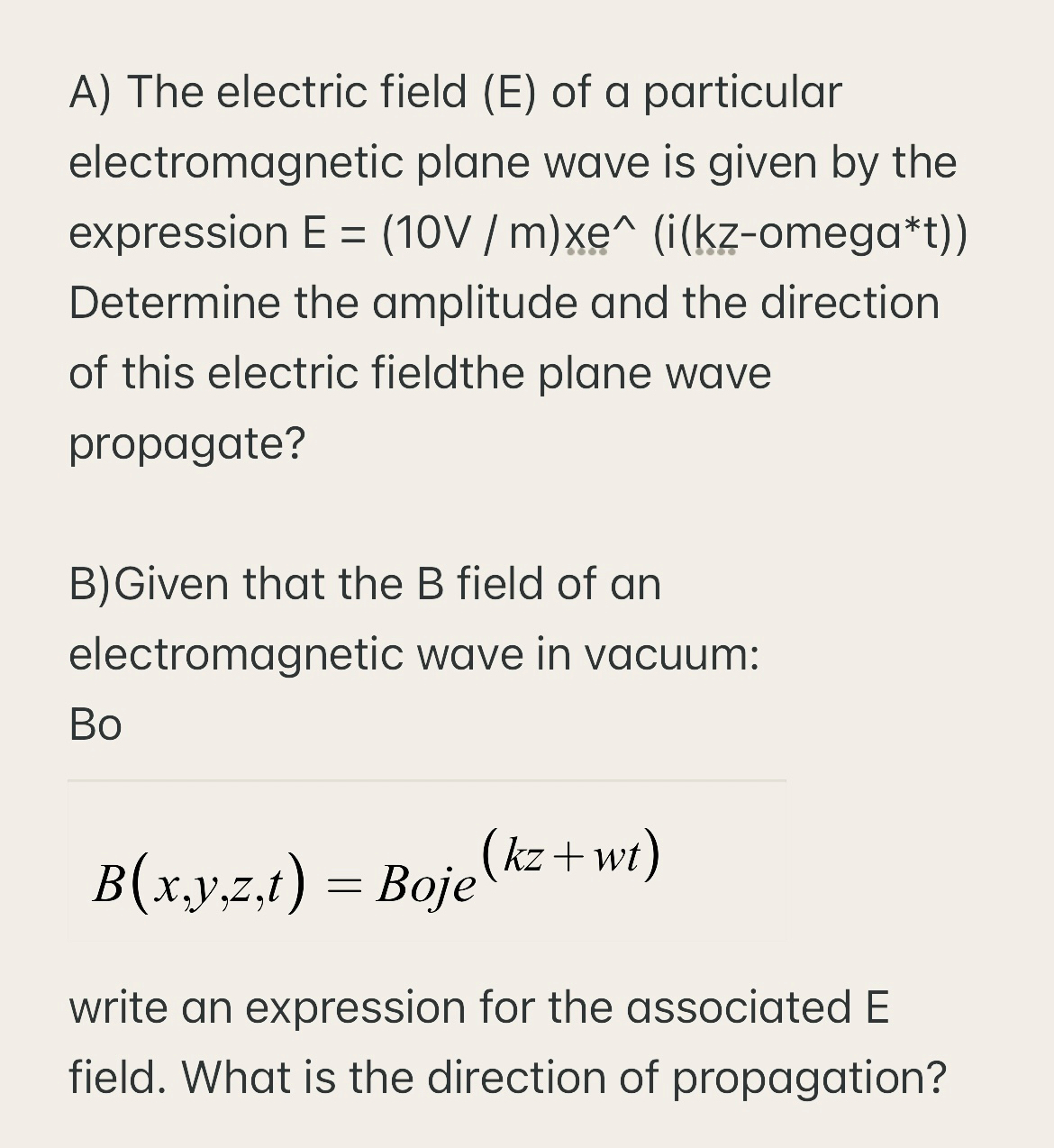Solved A) ﻿The electric field (E) ﻿of a particular | Chegg.com