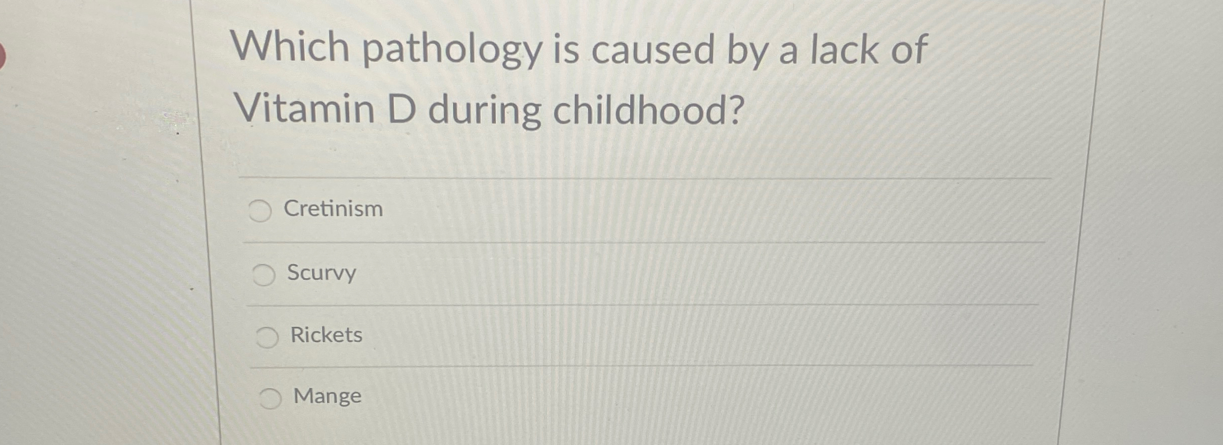 Solved Which pathology is caused by a lack of Vitamin D | Chegg.com