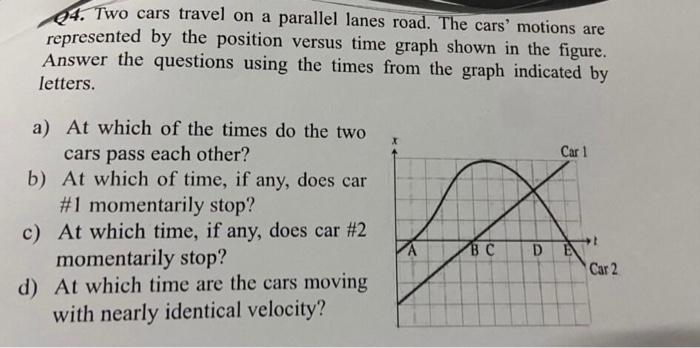 Solved 4. Two cars travel on a parallel lanes road. The | Chegg.com
