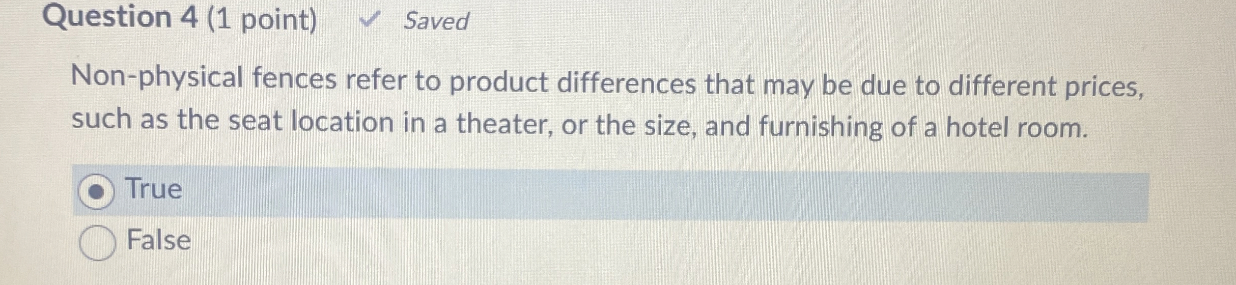 Solved Question 4 (1 ﻿point) ﻿SavedNon-physical fences | Chegg.com