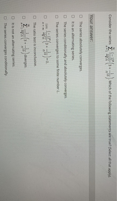 Solved Consider the series E 3+ mito) Which of the following | Chegg.com
