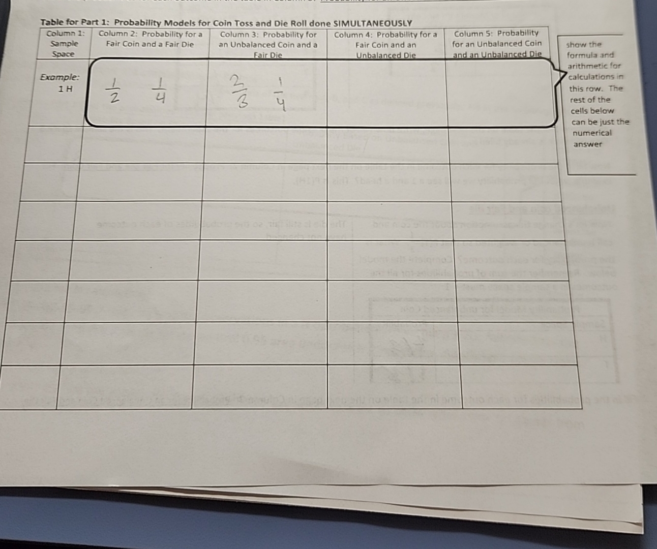 Solved Table for Part 1: Probability Models for Coin Toss | Chegg.com