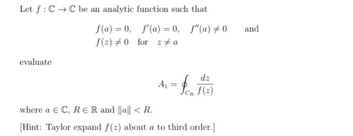 Solved Let f:C→C be an analytic function such that | Chegg.com