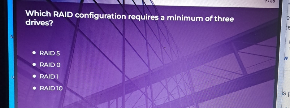 Solved Which RAID configuration requires a minimum of three | Chegg.com