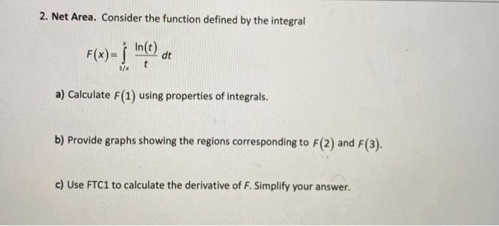 Solved 2. Net Area. Consider the function defined by the | Chegg.com