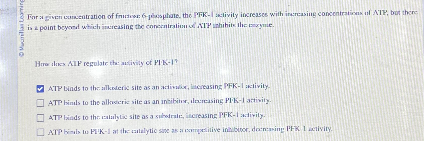 Solved For a given concentration of fructose 6-phosphate, | Chegg.com