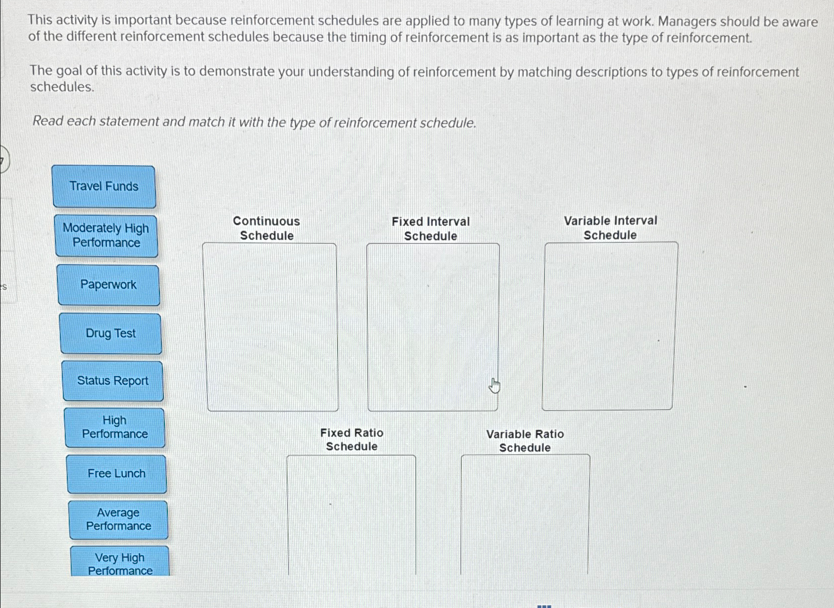 Solved This activity is important because reinforcement | Chegg.com