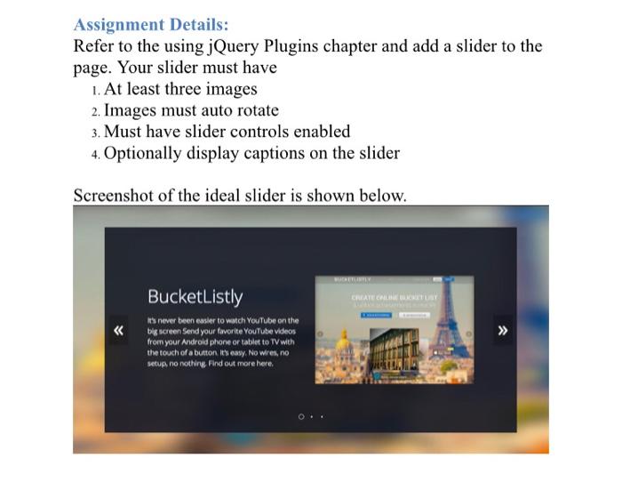 Solved Assignment Details: Refer to the using jQuery Plugins | Chegg.com