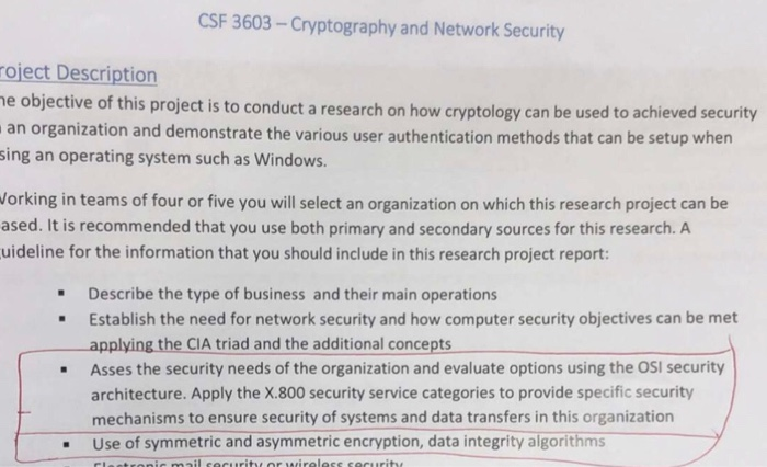 Solved CSF 3603 - Cryptography and Network Security roject | Chegg.com
