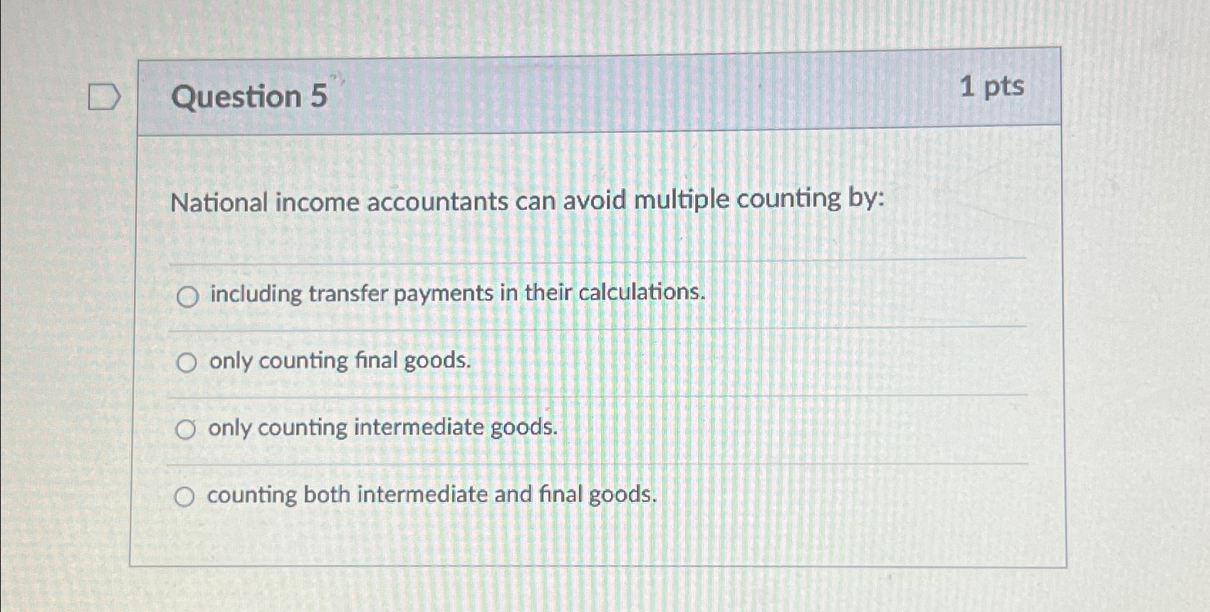Solved Question 51 ﻿ptsNational income accountants can avoid | Chegg.com