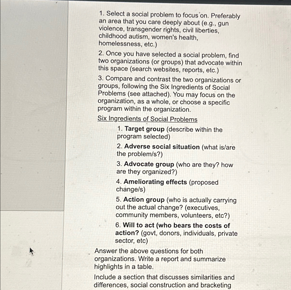 Solved Select a social problem to focus on. ﻿Preferably an | Chegg.com