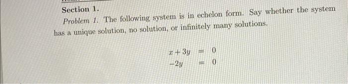 Solved Section 1. Problem 1. The following system is in | Chegg.com