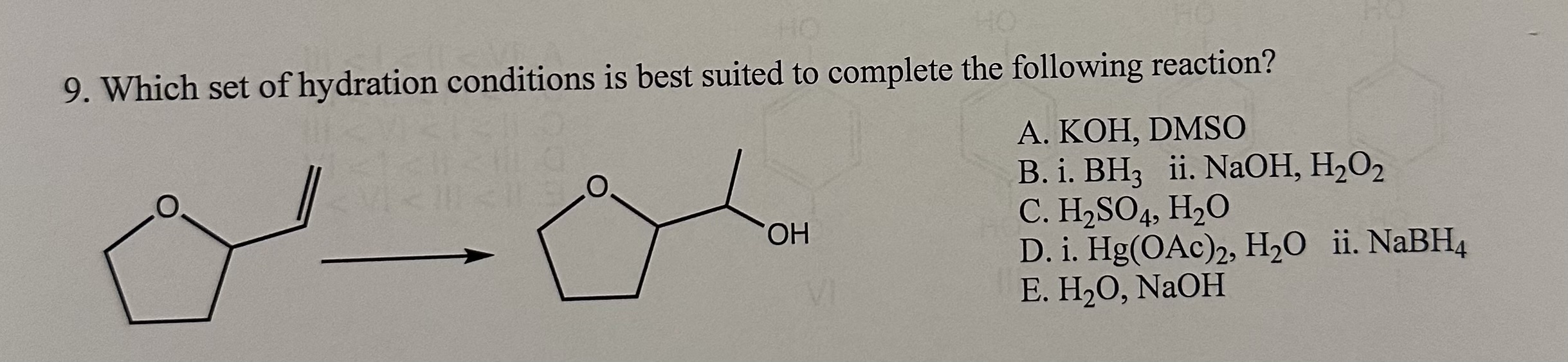 Solved Which set of ﻿hydration conditions is ﻿best suited to | Chegg.com