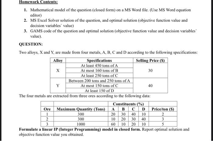 Solved 1. Mathematical model of the question (closed form) | Chegg.com