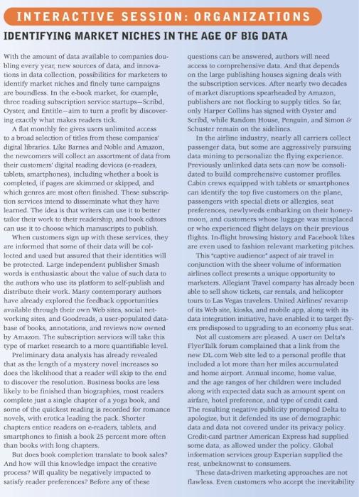 Solved INTERACTIVE SESSION: ORGANIZATIONS IDENTIFYING MARKET | Chegg.com