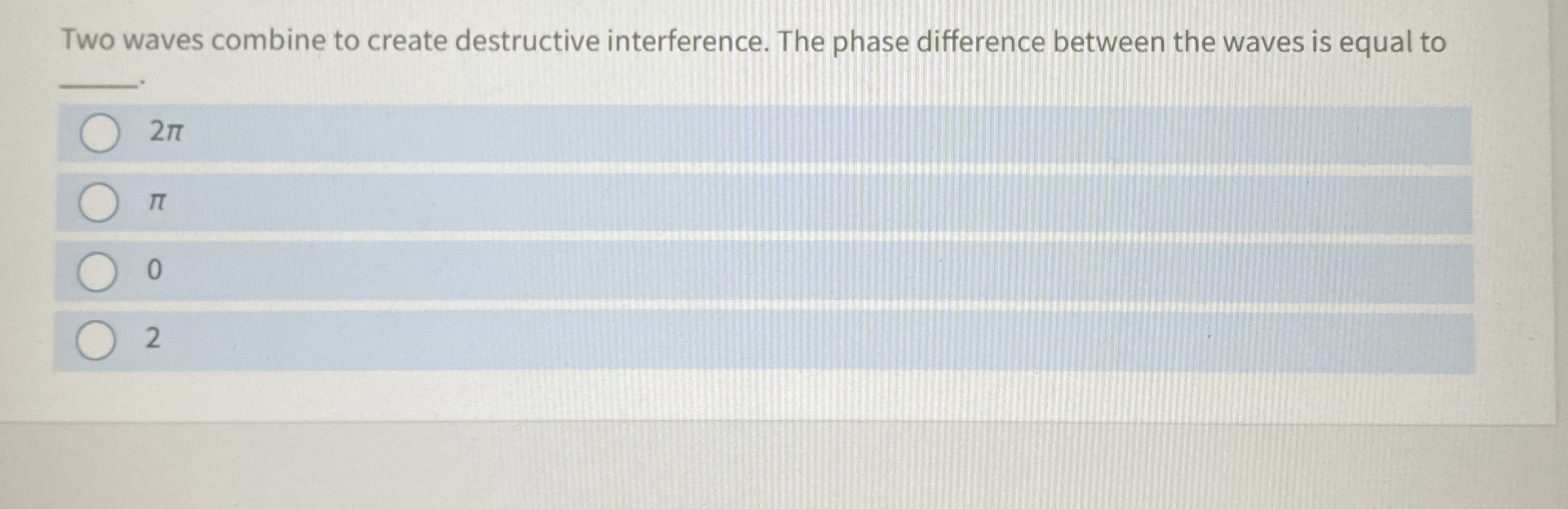 Solved Two waves combine to create destructive interference. | Chegg.com