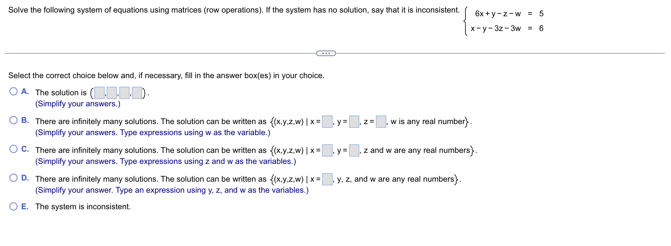 Solve the following system of equations using | Chegg.com