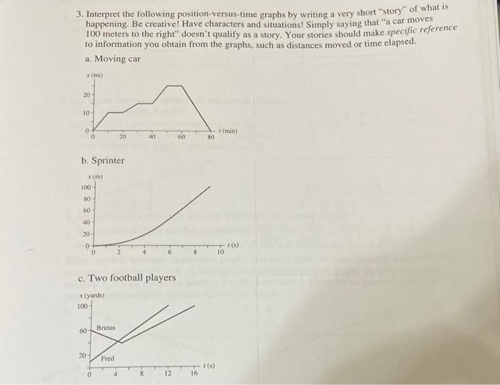 Solved 3 Interpret The Following Position Versus Time