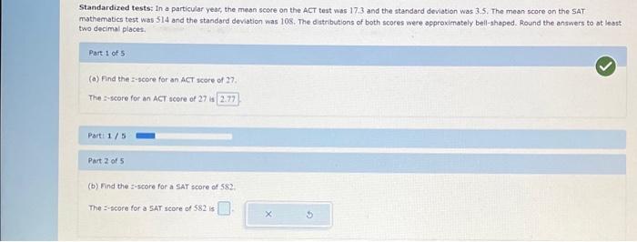 Solved Standardized tests; In a particular year, the mean | Chegg.com