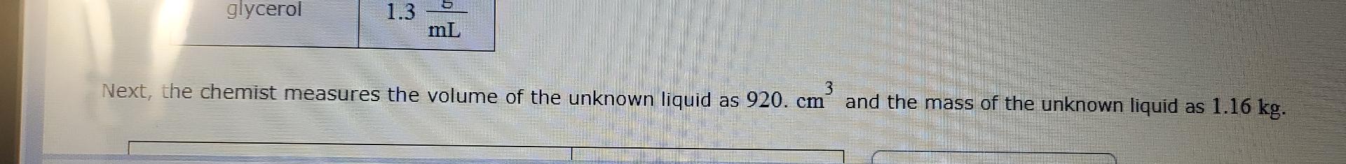 Solved Next, the chemist measures the volume of the unknown | Chegg.com