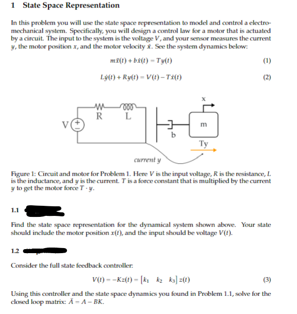 Solved 1 ﻿State Space RepresentationIn this problem you will | Chegg.com