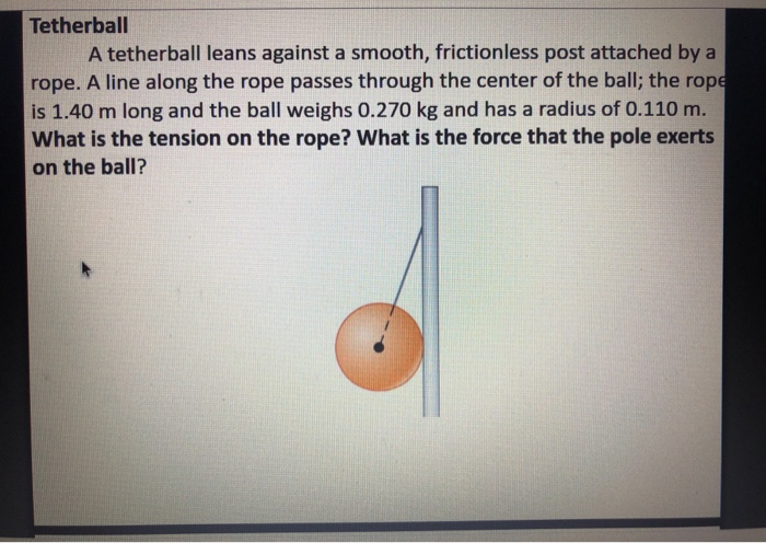 Solved Tetherball A tetherball leans against a smooth, | Chegg.com Solved Tetherball A tetherball leans against a smooth, | Chegg.com