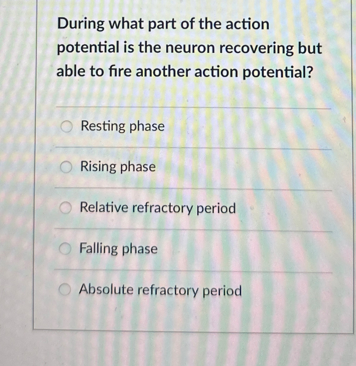 Solved During what part of the action potential is the | Chegg.com