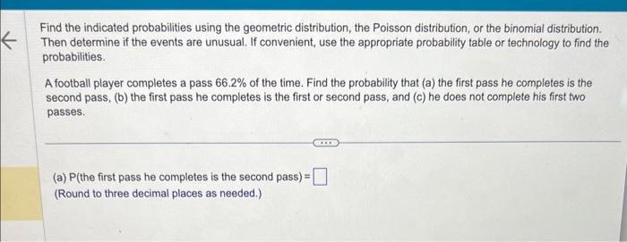 Solved Find the indicated probabilities using the geometric | Chegg.com