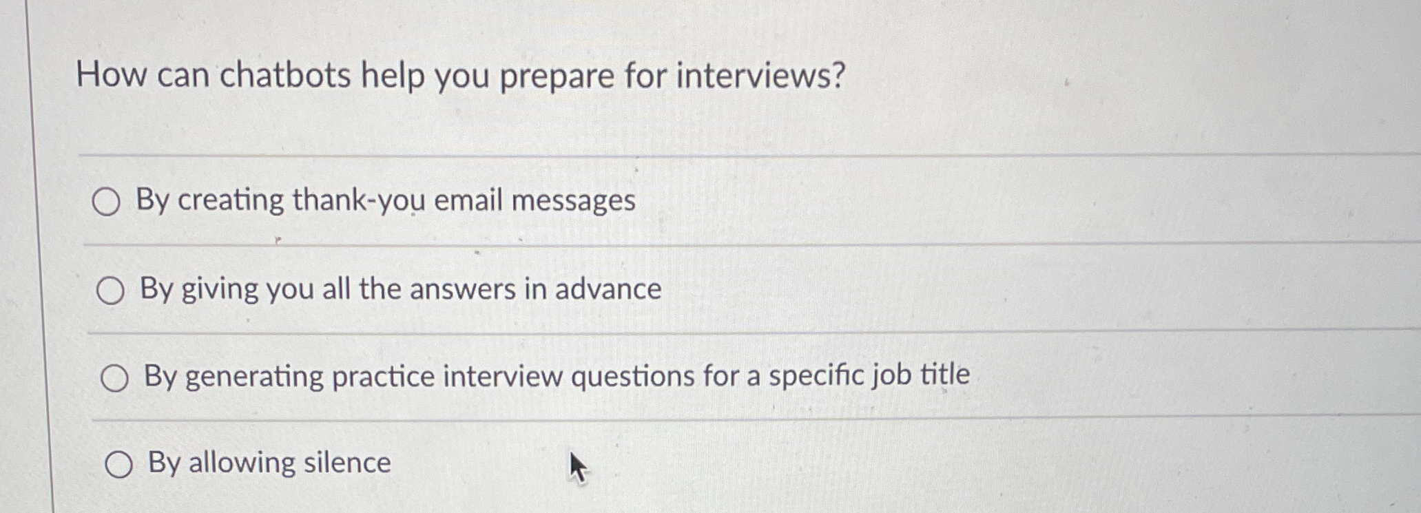 Solved How can chatbots help you prepare for interviews?By | Chegg.com