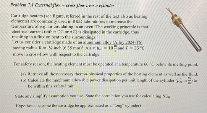 Solved Problem 7.I External flow-cross flow over a cylinder | Chegg.com