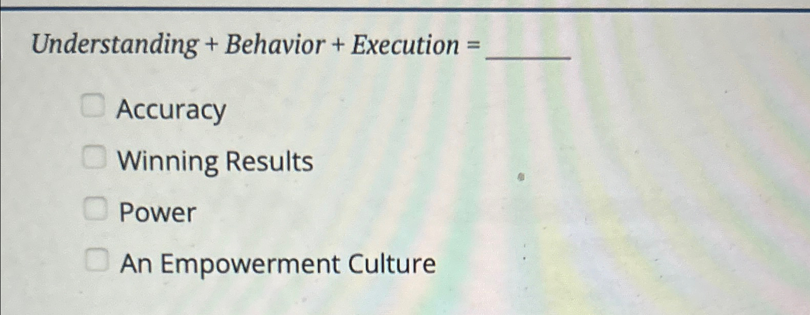 Solved Understanding + ﻿Behavior + ﻿Execution | Chegg.com
