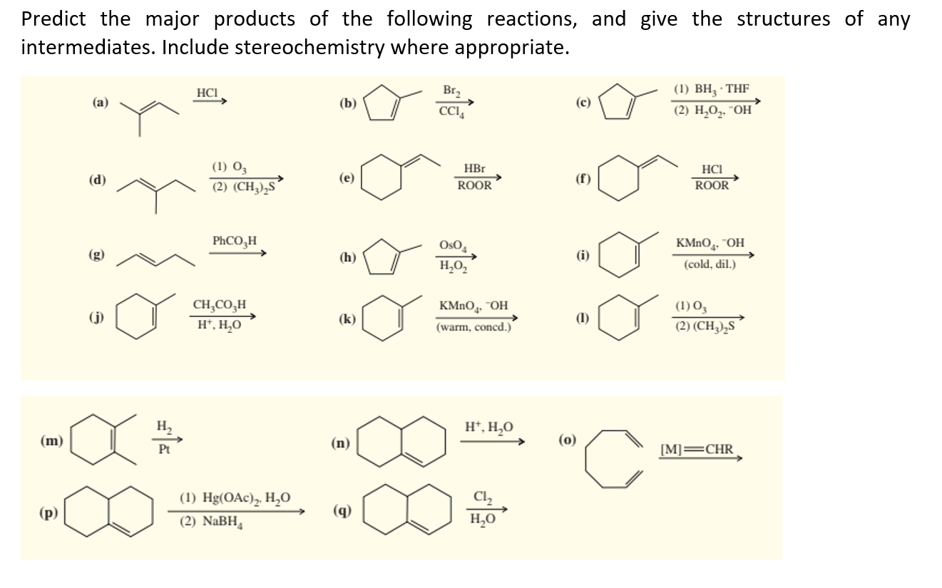 Solved Predict the major products of the following | Chegg.com