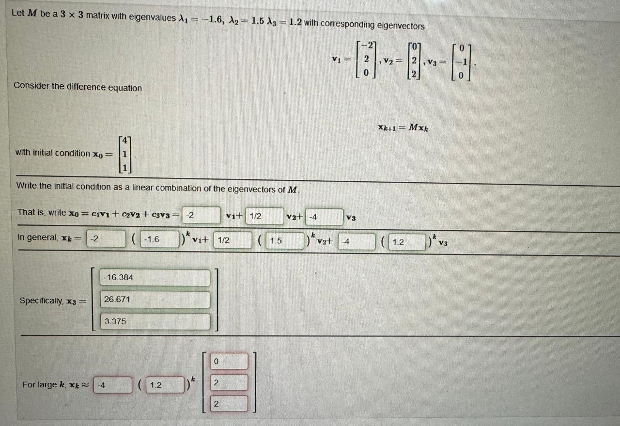 Solved Let M ﻿be a 3×3 ﻿matrix with eigenvalues | Chegg.com