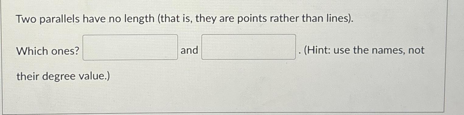 Solved Two parallels have no length (that is thev are noints | Chegg.com
