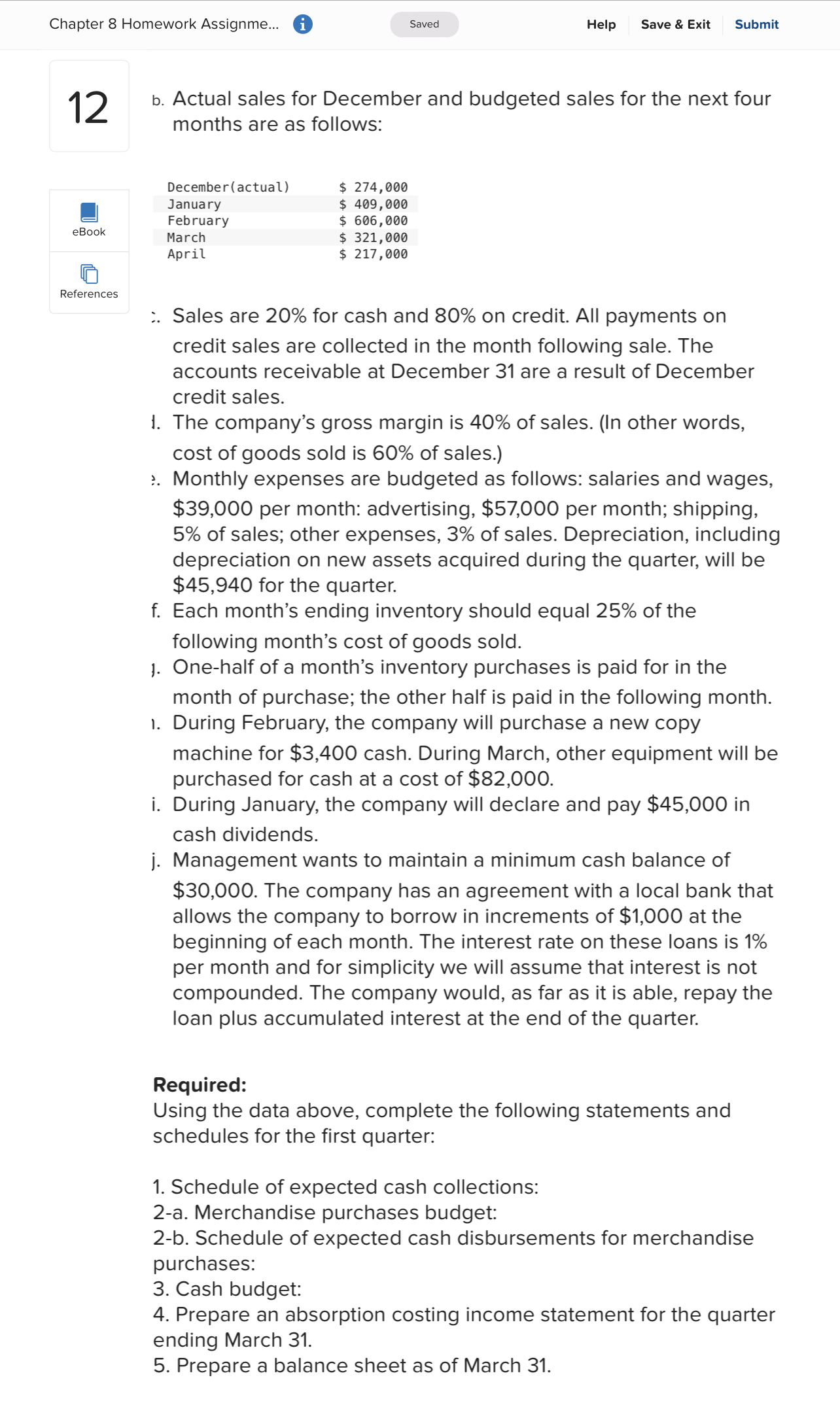 Solved Chapter 8 ﻿Homework Assignme...(i)HelpSave & | Chegg.com