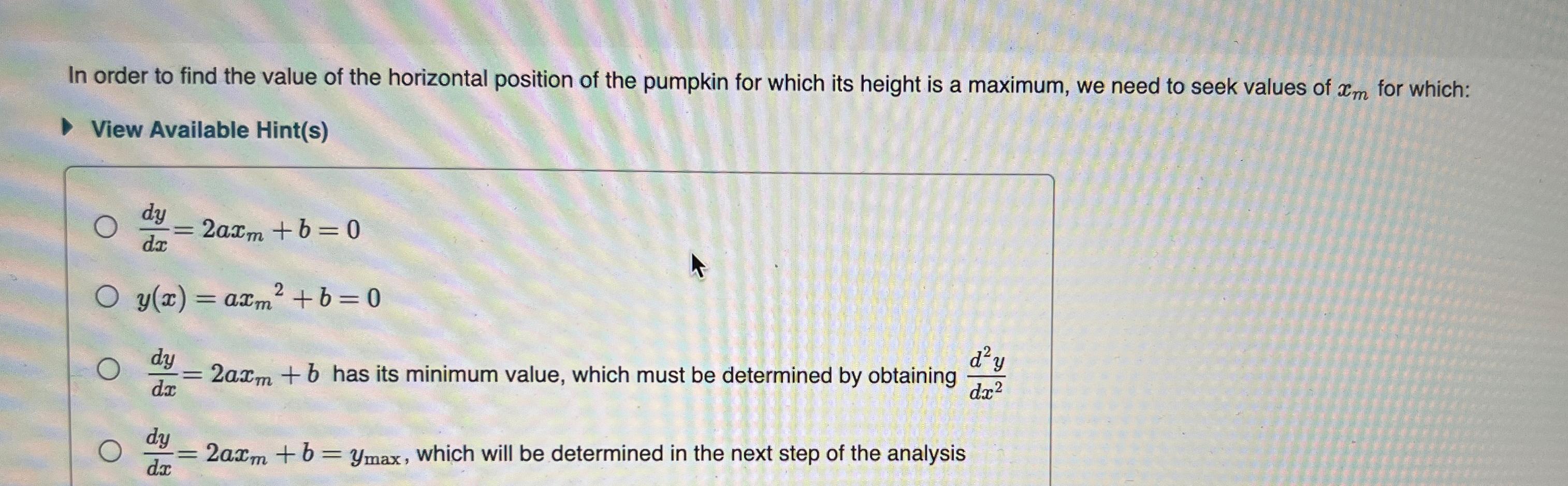 Solved In order to find the value of the horizontal position | Chegg.com