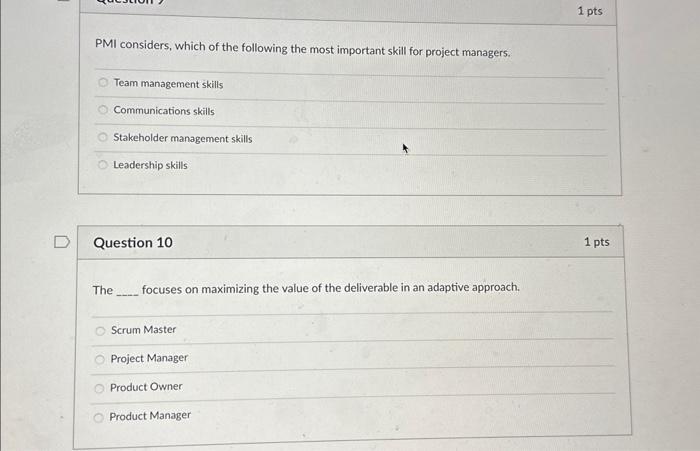 Solved PMI considers, which of the following the most | Chegg.com