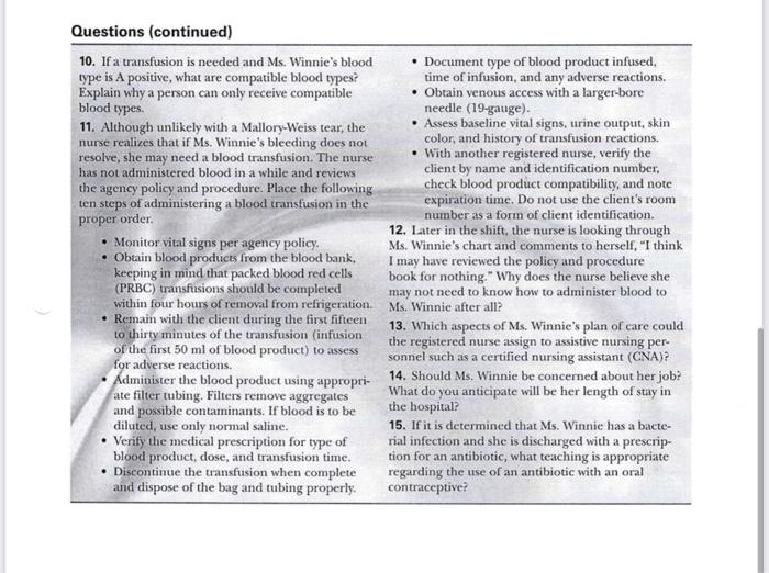 Solved Client Profile Case Study Ms. Winnie is a 83-year-old | Chegg.com