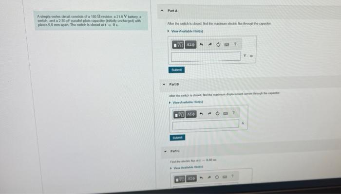 Solved A simple series circuit consists of a 180 resistor, a | Chegg.com