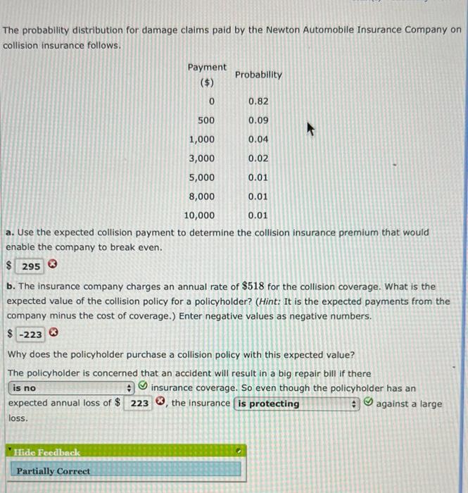 Solved The probability distribution for damage claims paid | Chegg.com