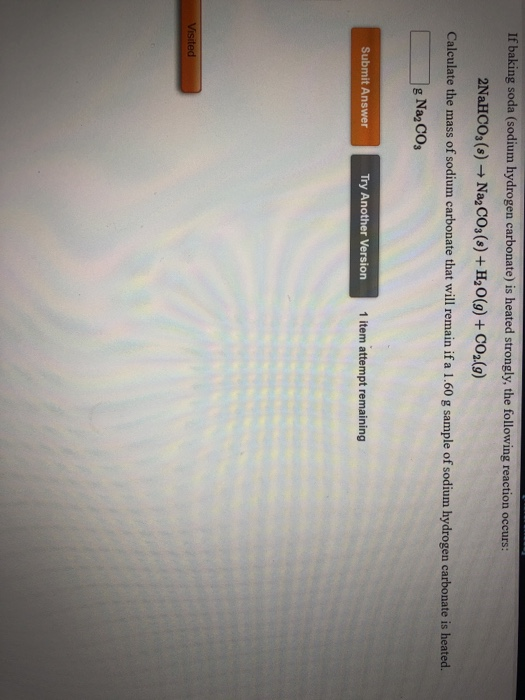 Solved If baking soda (sodium hydrogen carbonate) is heated | Chegg.com