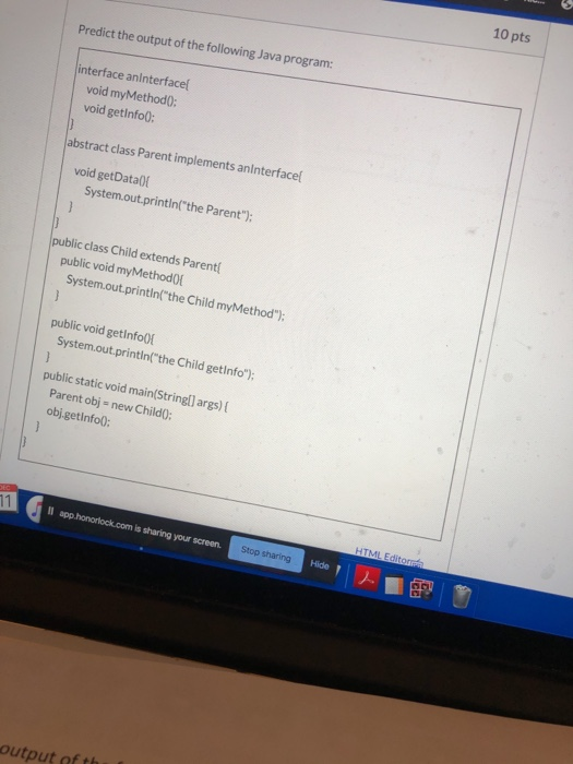 Solved TL 3 Predict the output of the following Java | Chegg.com