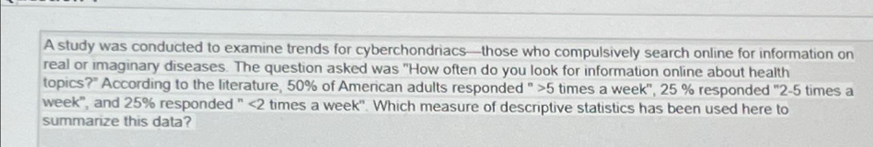 Solved A study was conducted to examine trends for | Chegg.com