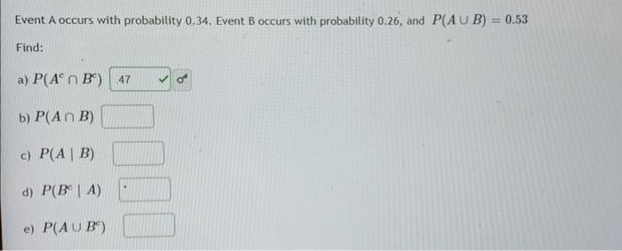 Solved Event A occurs with probability 0.34. Event B occurs | Chegg.com