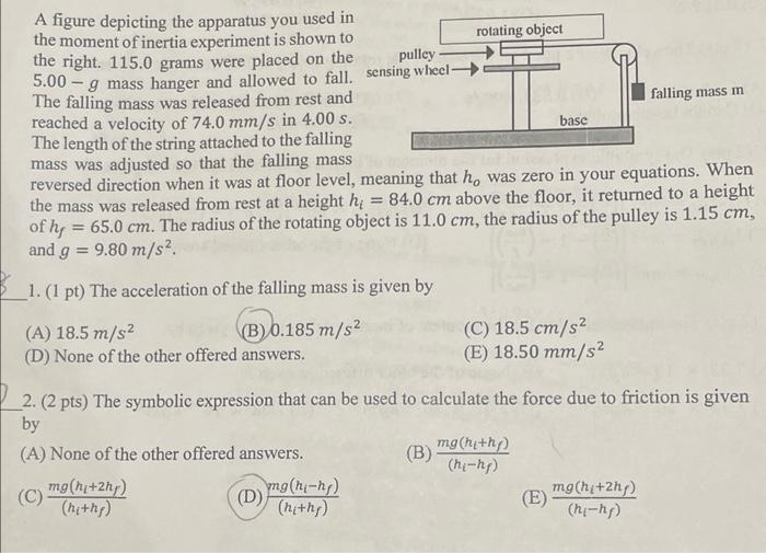 Solved 5.00−g mass hanger and allowed to fall. The falling | Chegg.com