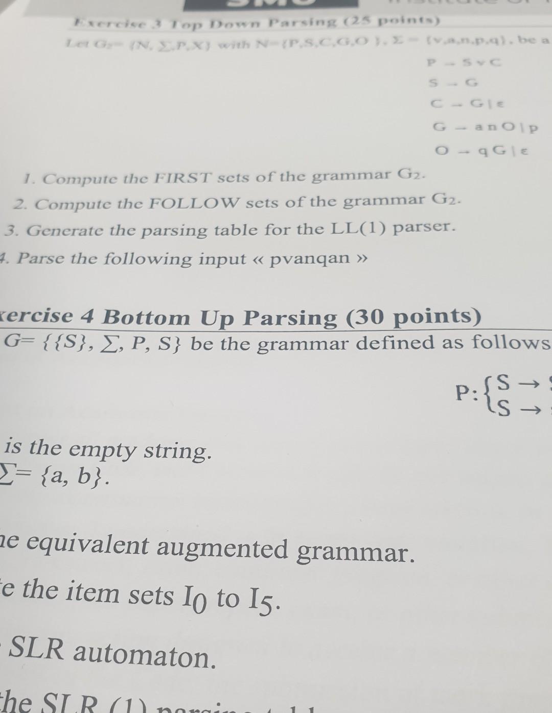 F xercise 3 Top Down Parsing (25 points) | Chegg.com F xercise 3 Top Down Parsing (25 points) | Chegg.com