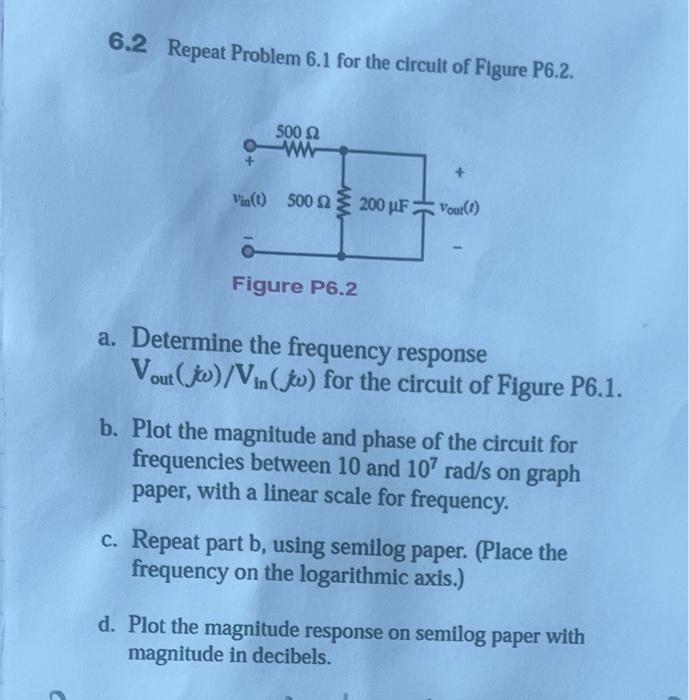 Solved 6.2 Repeat Problem 6.1 for the circuit of Figure | Chegg.com