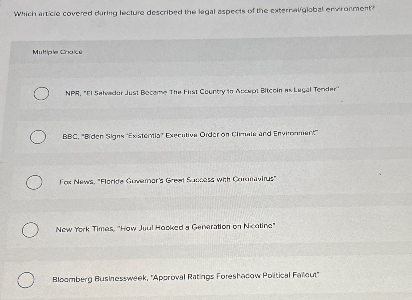 Solved Which article covered during lecture described the | Chegg.com